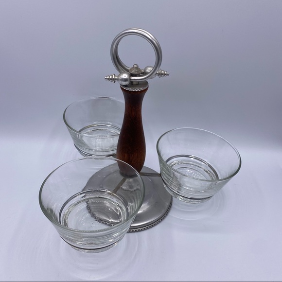 Unbranded | Dining | Vintage Mcm Wooden And Glass Condiment Caddy ...